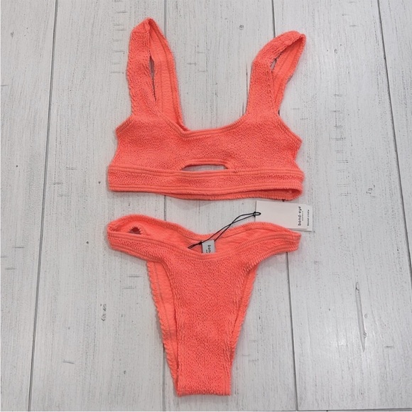 bond-eye | Swim | Bound By Bondeye Set Sasha Swim Top And Scene Bikini Bottom Orange Nwt Ribbed ...